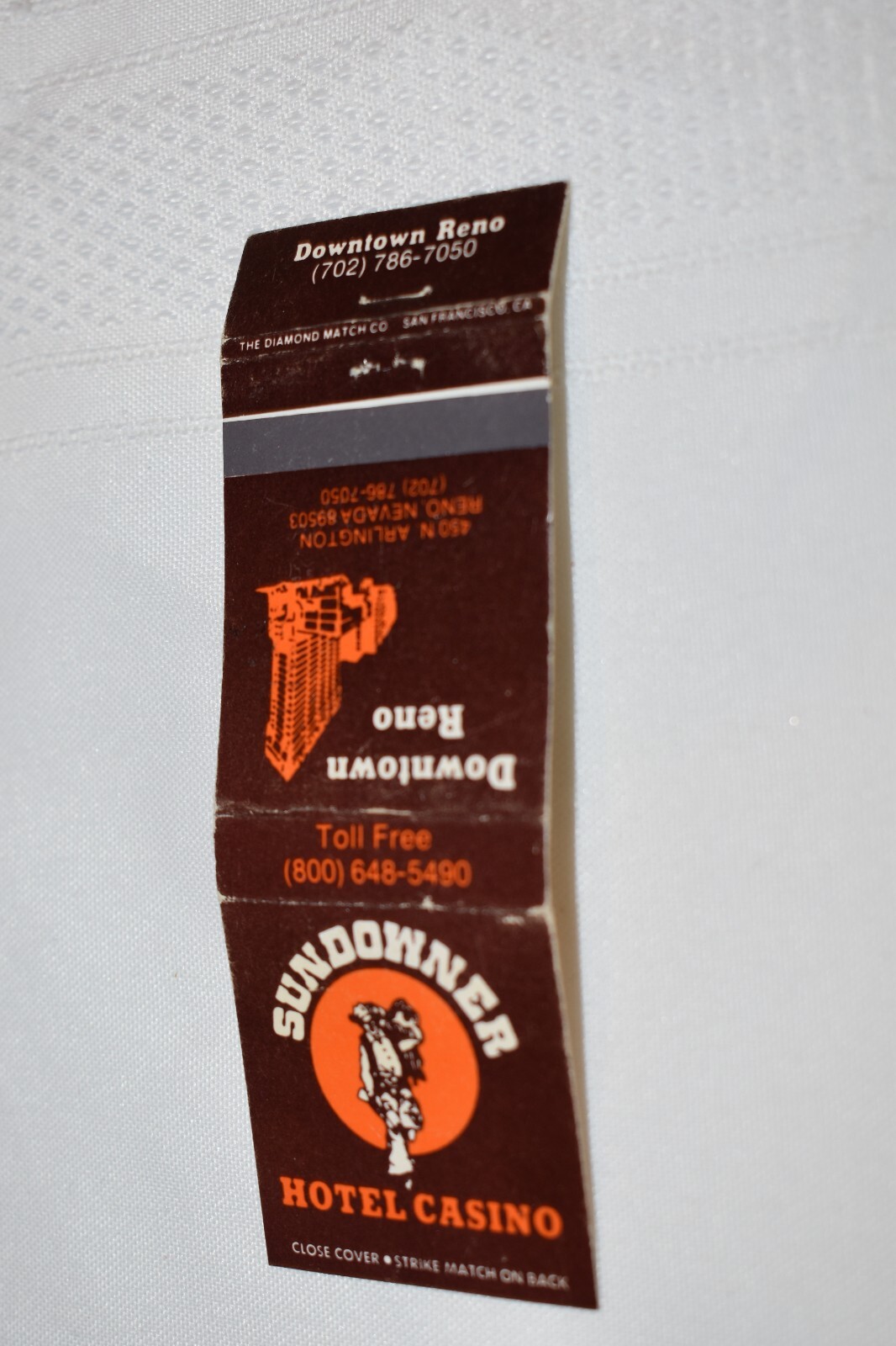 Sundowner Hotel Casino Downtown Reno Nevada 20 Strike Matchbook Cover ...