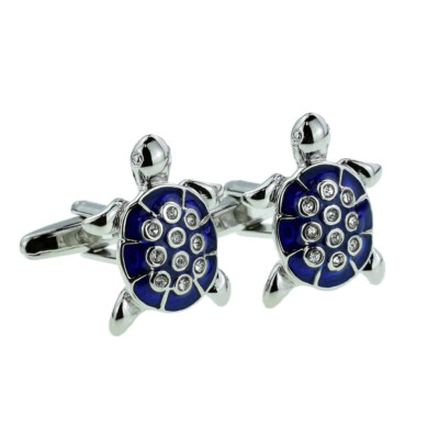 Blue Sea Turtle Cufflinks - Gift Boxed - Crystal Encrusted Tortoise ...