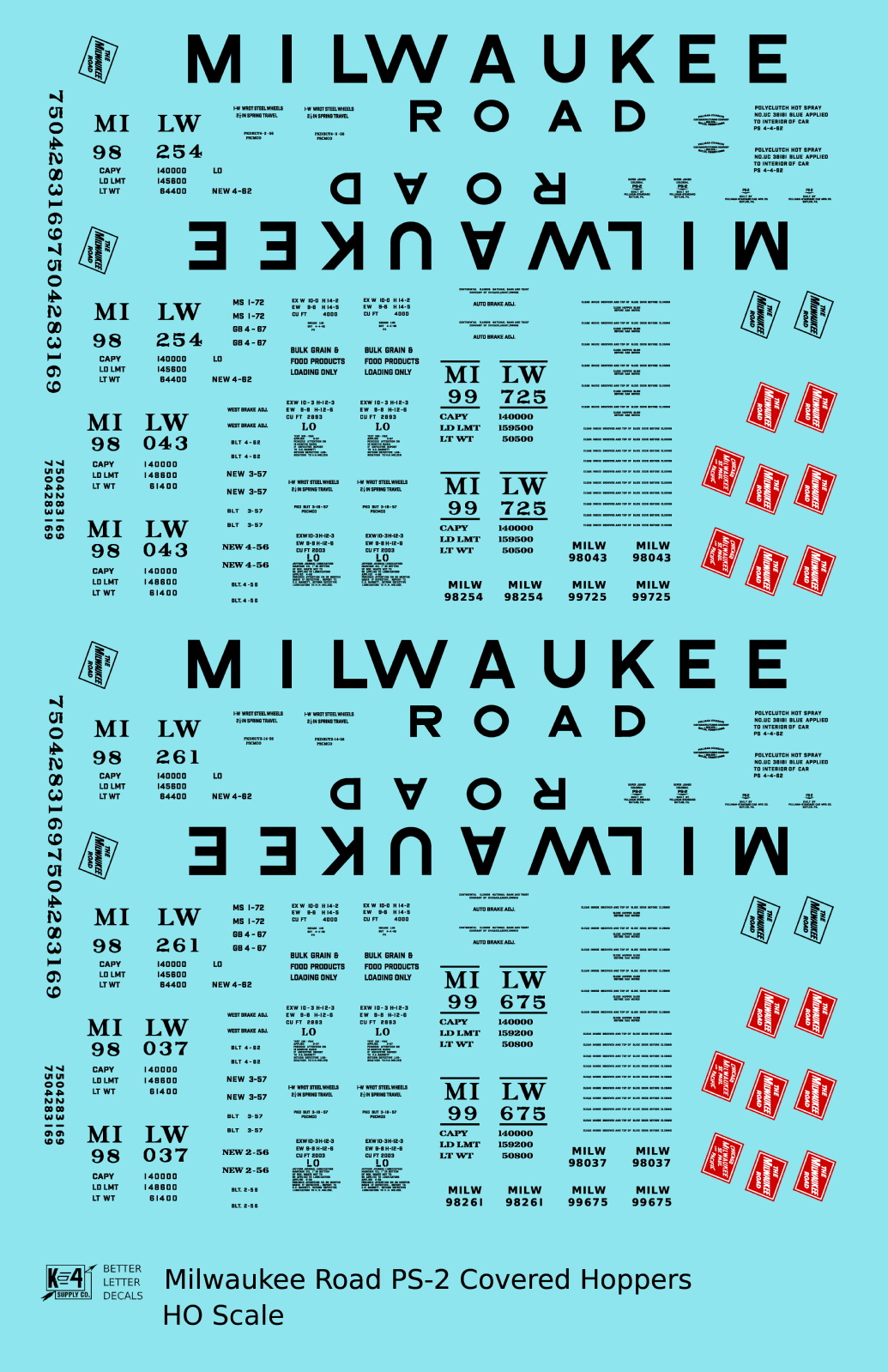 K4 HO Scale Decals Milwaukee Road Covered Hopper Black | eBay