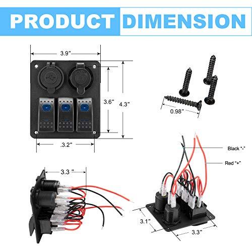 3 Gang Rocker Switch Aluminum Panel With Dual Usb Port Charger Socket ...