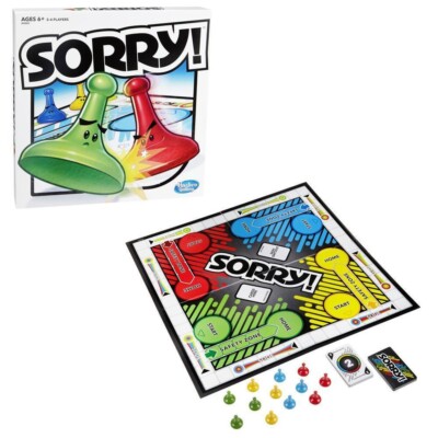 NIB Sorry! Classic Hasbro Board Game for Kids Ages 6+ Sorry Game 2-4 ...