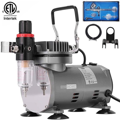 110-120V Dual Action Airbrush Kit w/ 1/5 HP Air Compressor, 1 Airbrush ...