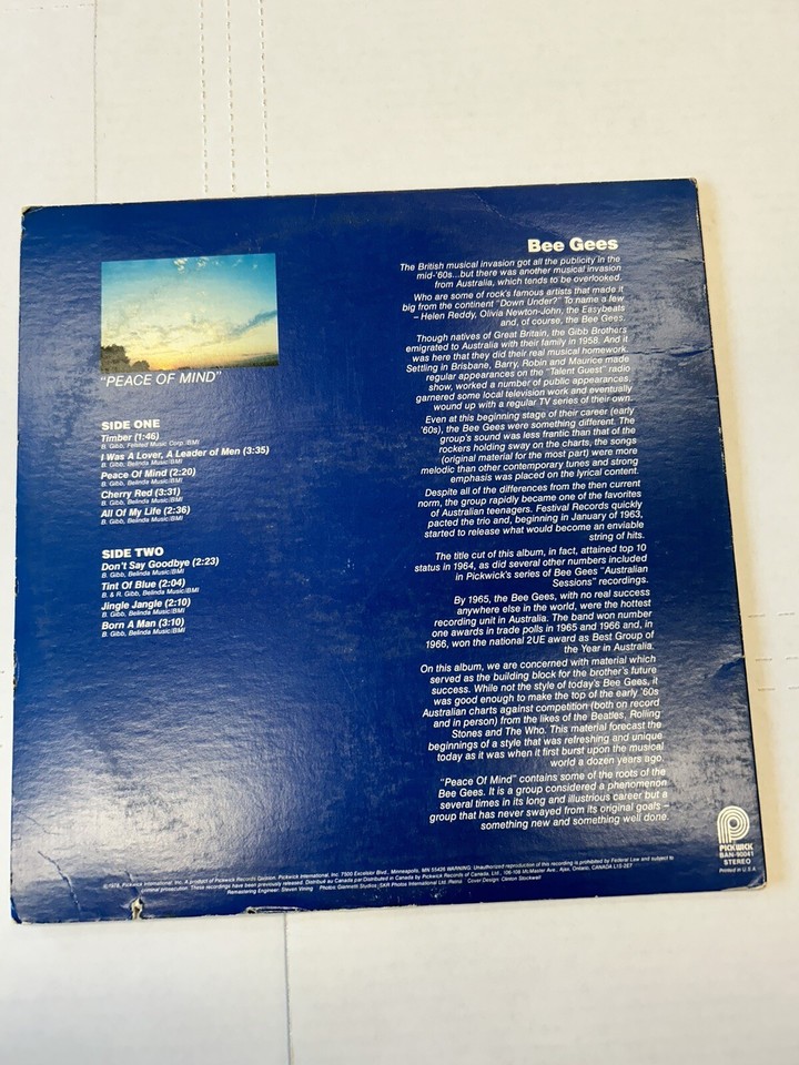 BEE GEES PEACE OF MIND VINYL LP PICKWICK LABEL VG++ | eBay