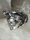 Face ring size 10.7 birds Classical Renaissance face figurative band ...