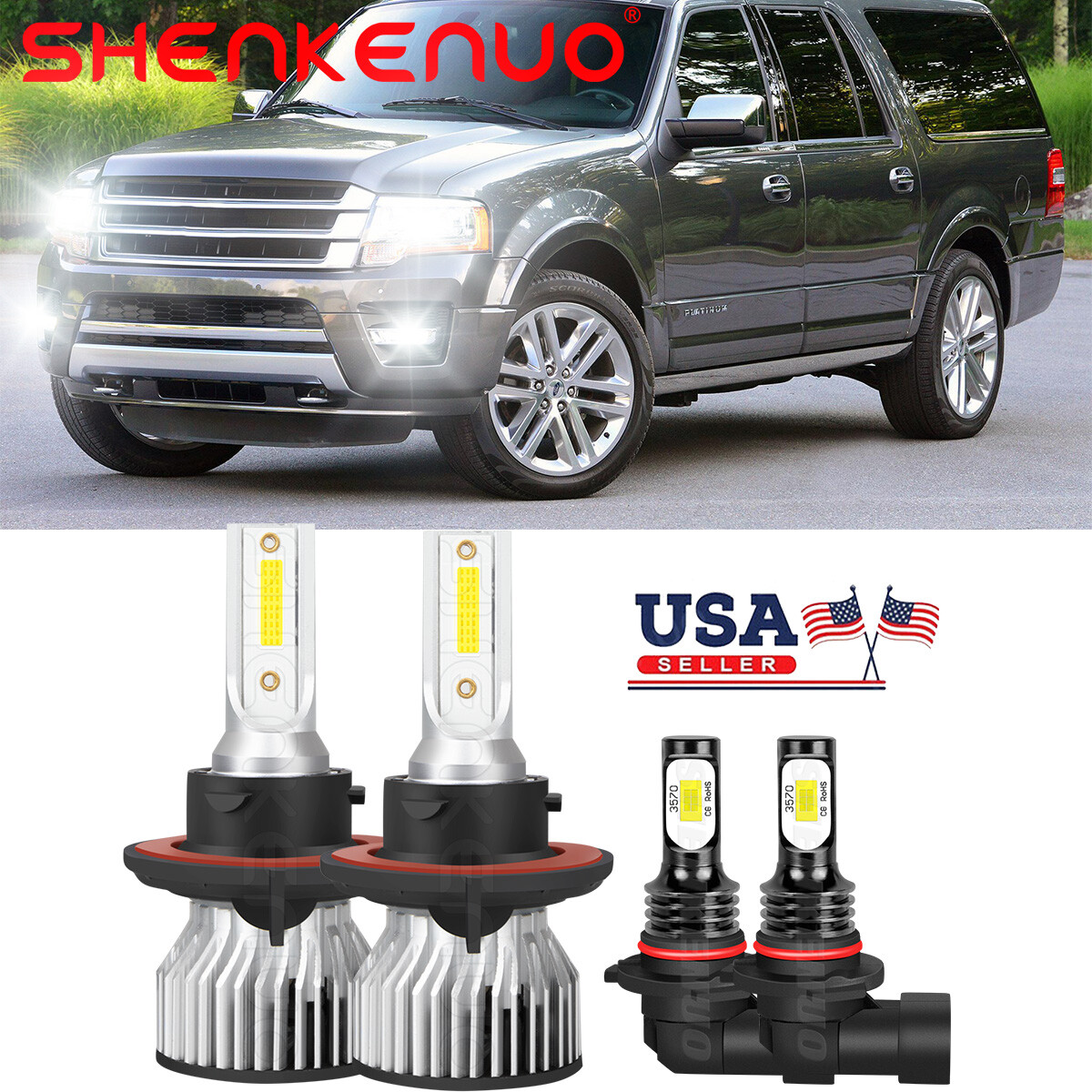 For Ford Expedition 2007-2014 LED Headlight Hi/Lo Light + Fog Light ...