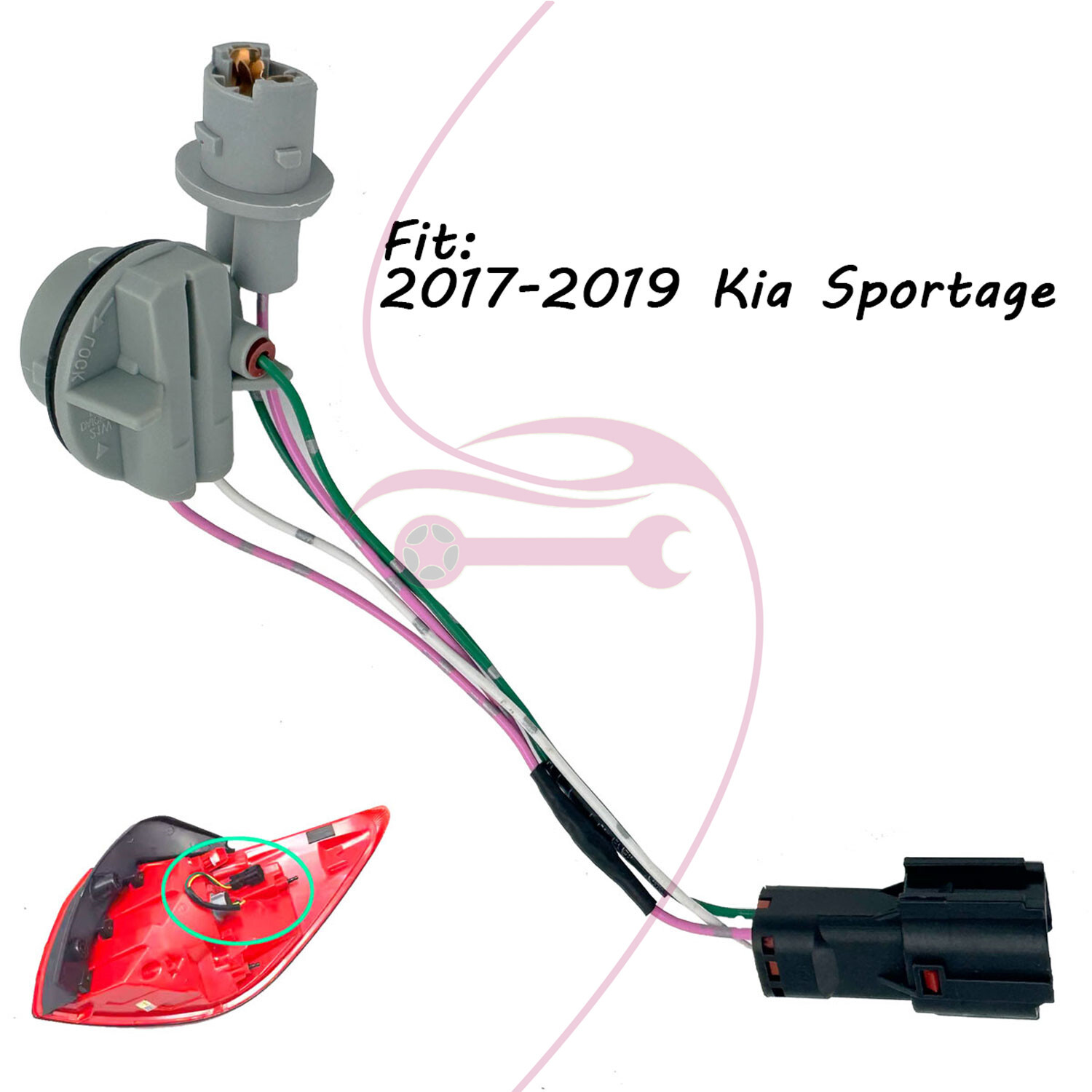 Rear Tail Light Lamp Socket & Wire Fit for 17-19 Kia Sportage 92480 ...
