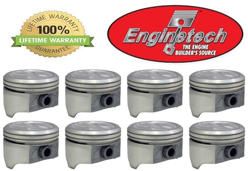 Chevy Chevrolet 350 5.7 Enginetech Dish Top Pistons (8) 1968 - 1995 | eBay