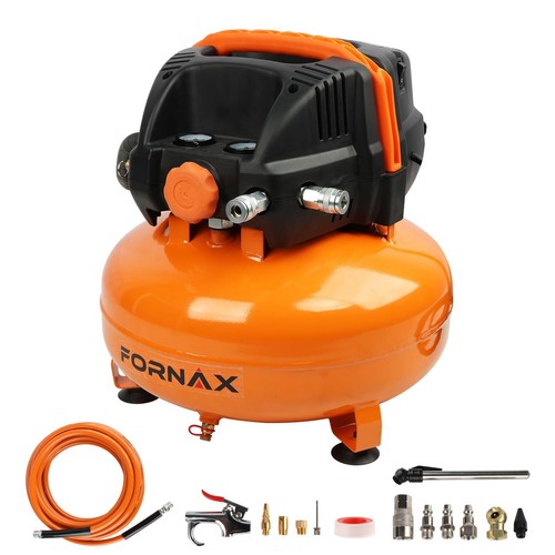 Pancake Air Compressor with two couplers, 6 Gallon Portable Electric ...