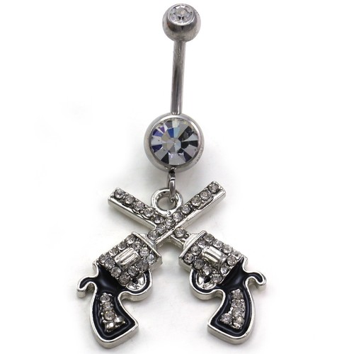 Western Cowgirl Revolver Pistol Gun Dangle Belly Button Navel Ring Body ...