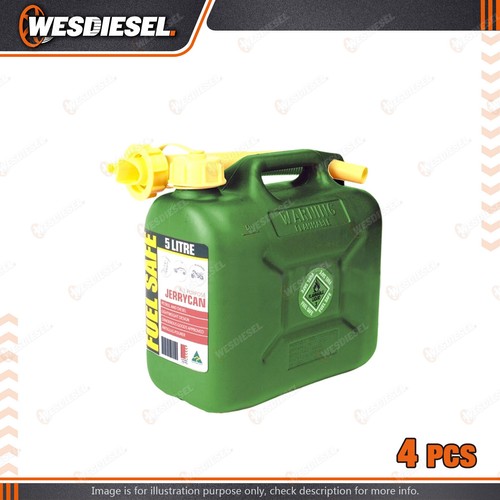 4x Fuel Safe 5L Plastic Jerry Can - Green Specifically for Two Stroke ...