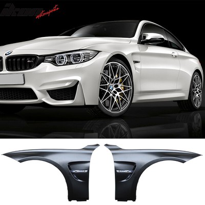 Fits 12-18 F30 M3 M4 Style Metal Fenders + Chrome Side Vent Unpainted ...