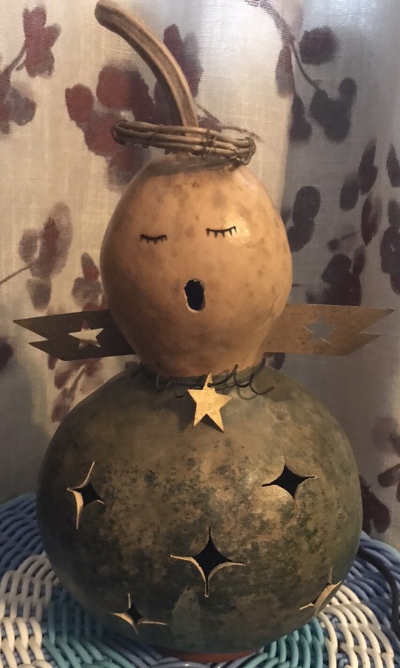 Meadowbrooks Angel Shaped Gourd Cute! About 8” Tall Primitive Decor | eBay
