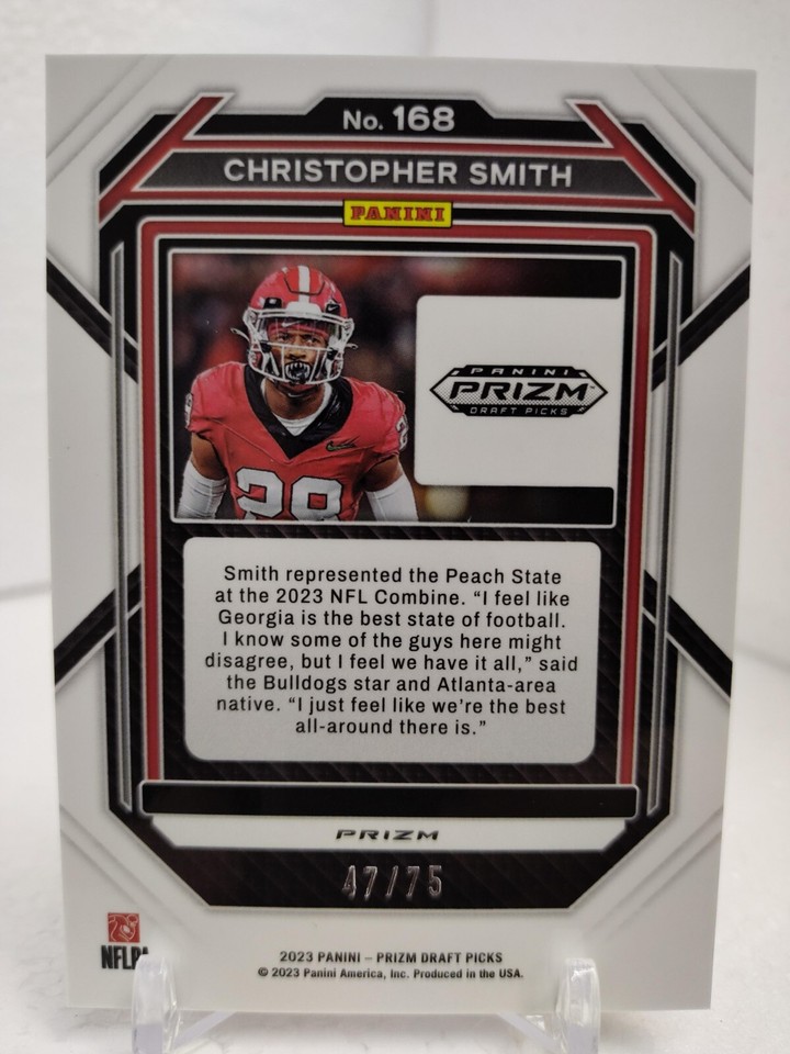 CHRISTOPHER SMITH #47/75 PURPLE 2023 Panini Prizm Draft Picks ROOKIE ...