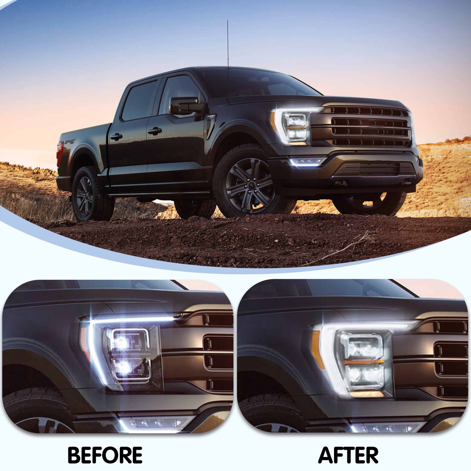 Pair For 2021 2022 2023 Ford F-150 Projector Full LED Headlights Front ...