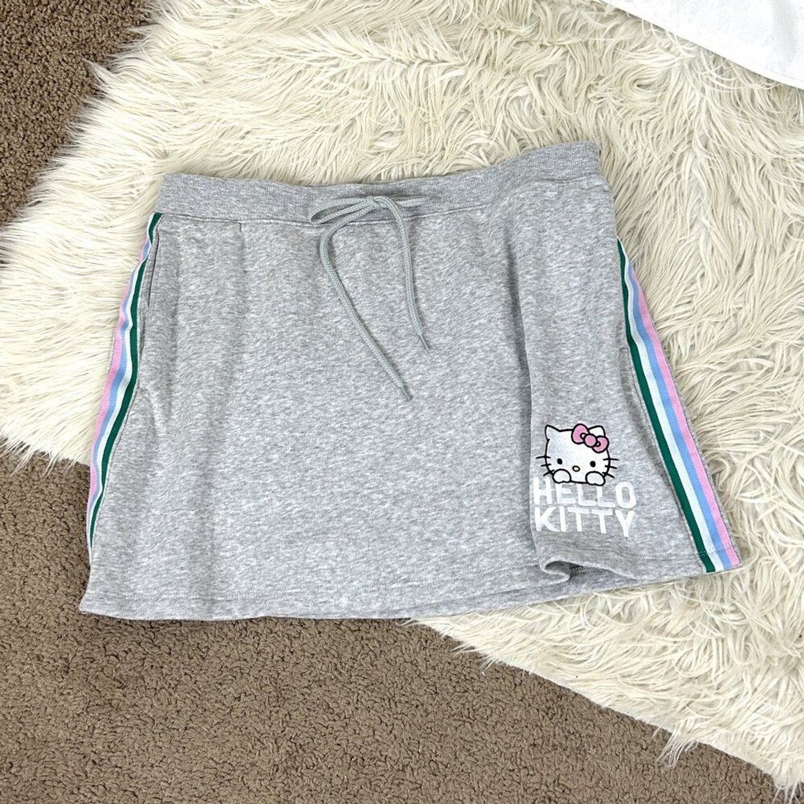 Hello Kitty Sanrio Track Skirt XL Stripes Gray - Gem