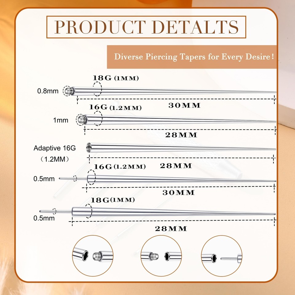 Piercing Taper Ball Grabber Tool for Changing Jewelry - 14G 16G 18G 20G ...