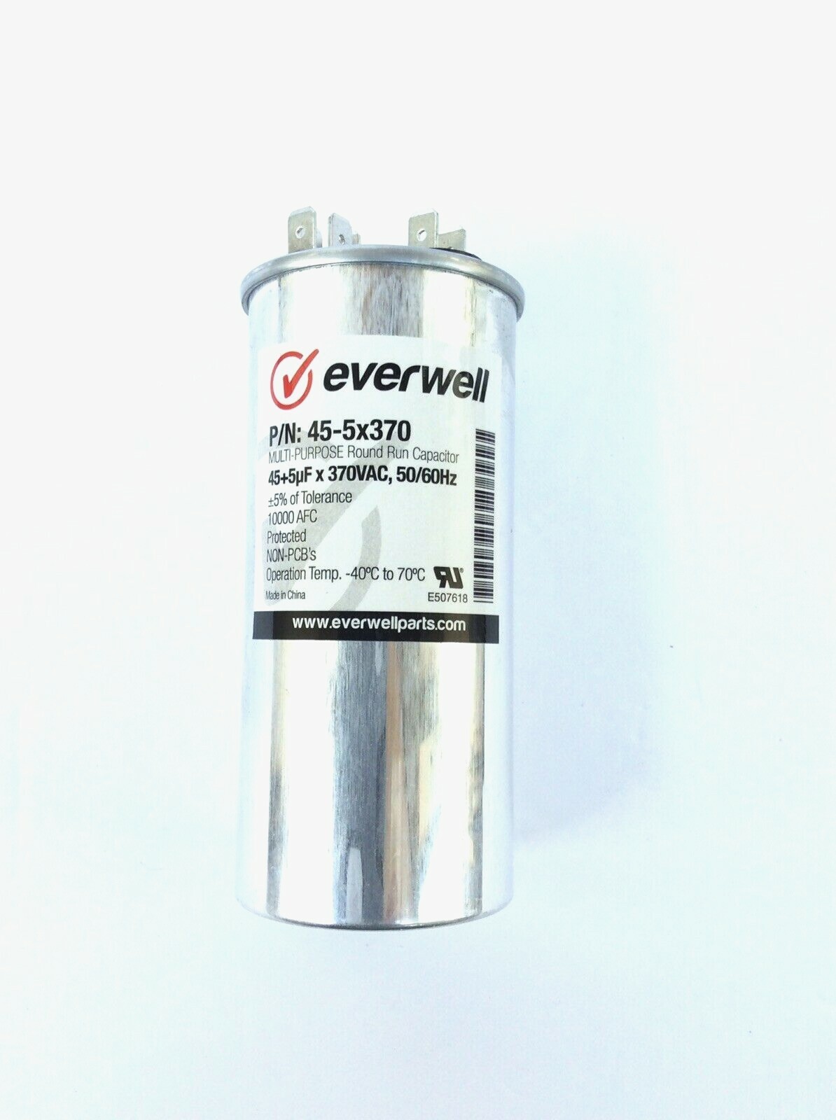 Motor Run Capacitor Dual 45+5 mfd x 370 VAC 50/60Hz Round Metallized | eBay