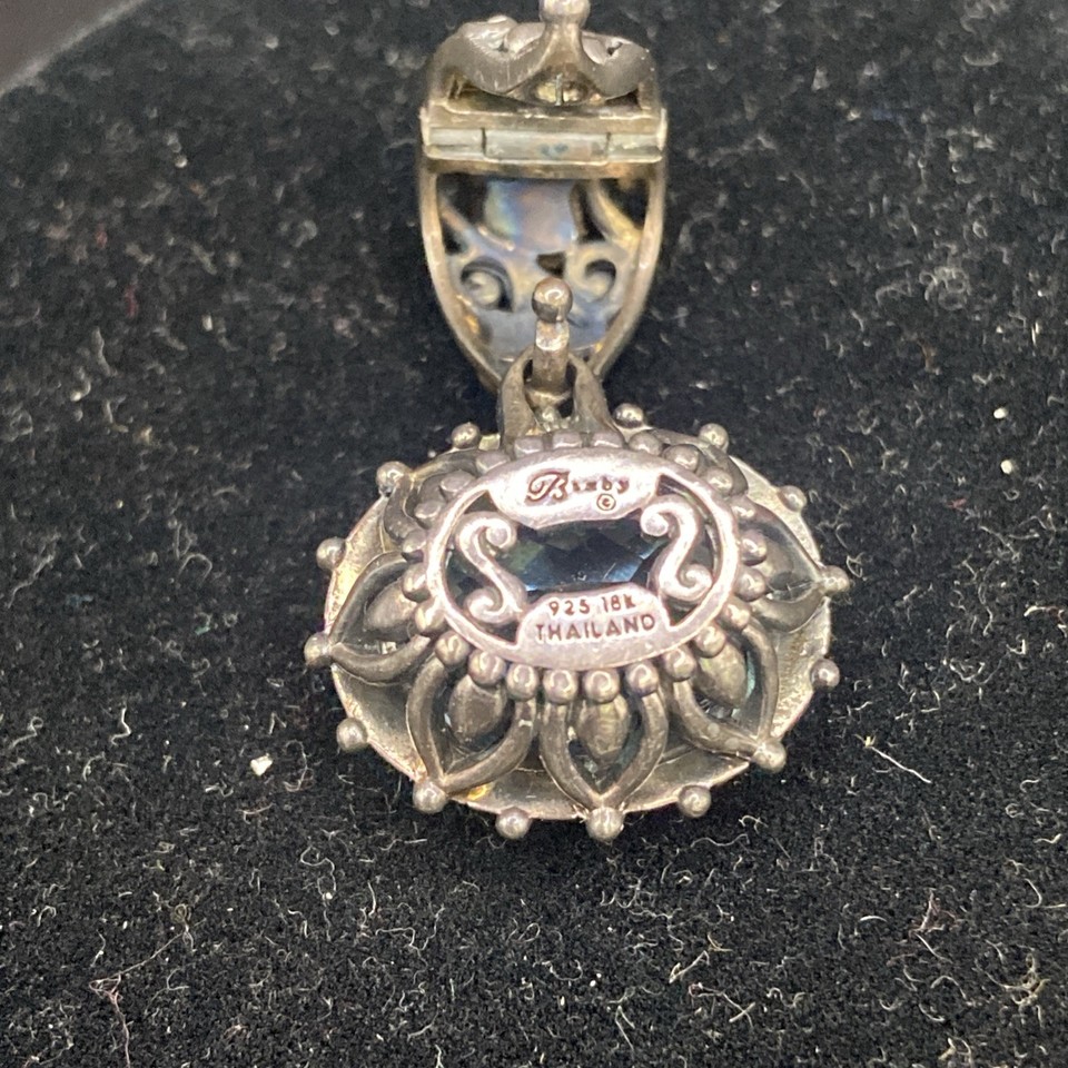 BARBARA BIXBY BLUE TOPAZ STERLING 18k Enhancer Pendant 0625254 | eBay