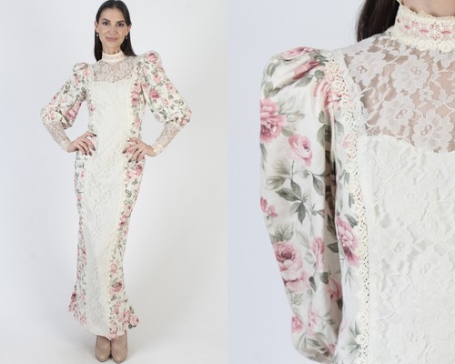 Vintage 70s Pincess Kaiulani Hawaiian Dress Victorian Romantic Mermaid ...