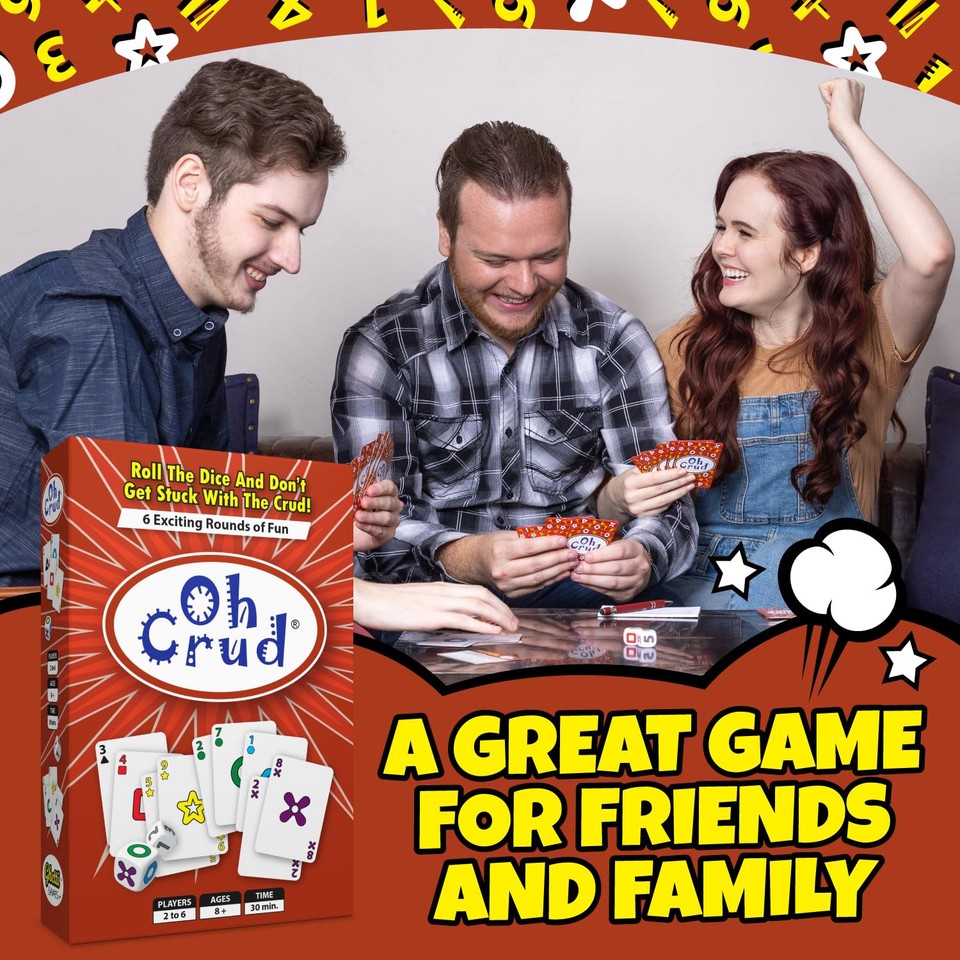 Oh Crud Card and Dice Game, Family Game for 2-6 Players, Adults, Teens ...