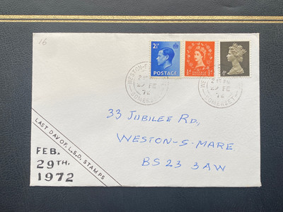 GB 29th Feb 1972 Souvenir 7d Cover - Last Day of Shillings & Pence ...