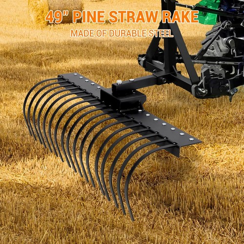 49 Inch Landscape Rake Heavy Duty Rock Rake Fits 2" Receiver for ...