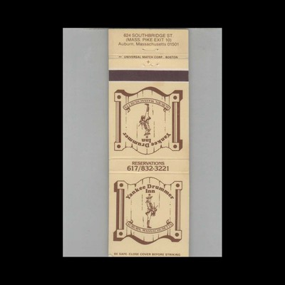 Matchbook Cover Yankee Drummer Inn Auburn MA | eBay