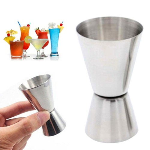 Cocktail Jigger Dual Spirit Steel Measure Cup Shots Gin Rum Bar Pub Jug ...