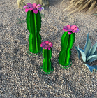 Set of 3 Handmade Metal Blue Myrtle Cactus - Garden Art | eBay