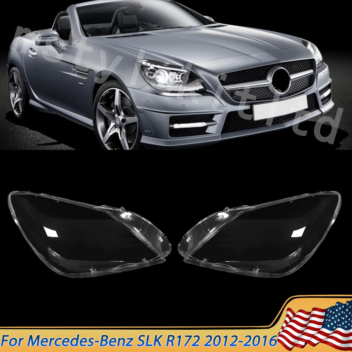 For Mercedes-Benz SLK R172 2012-2016 Left & Right Headlight Lens ...
