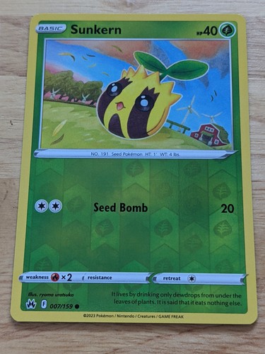 Sunkern - 007/159 - Reverse Holo - Crown Zenith - NM/M - Pokemon Card ...