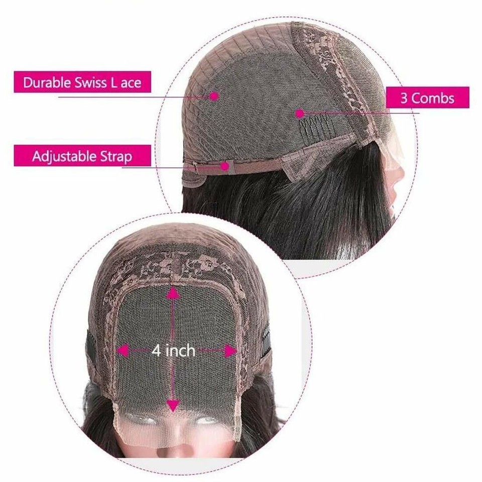 360 Full Lace Front Human Hair Wigs Straight HD Transparent Lace Pre ...
