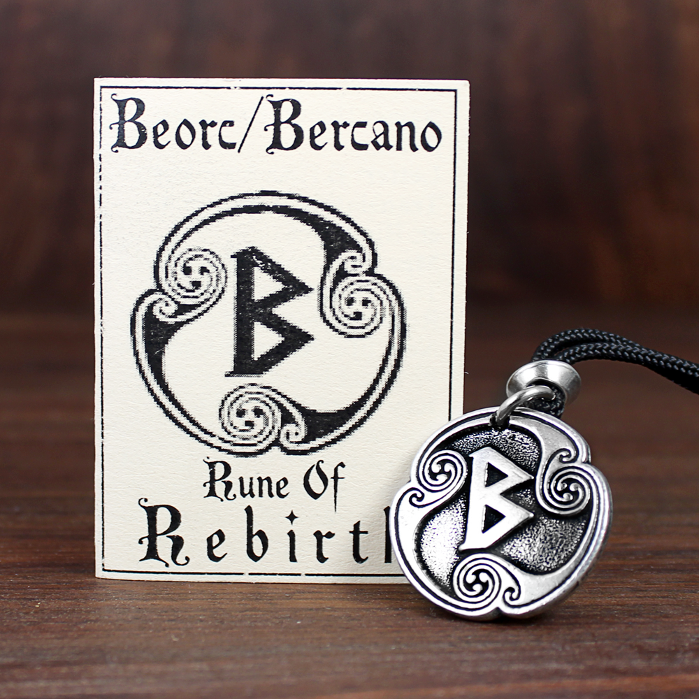 Pewter Beorc Rebirth Rune Norse Viking Asatru Berkanan Talisman Amulet ...