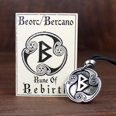 Pewter Beorc Rebirth Rune Norse Viking Asatru Berkanan Talisman Amulet ...