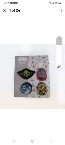 4 PACK Shaped Bag Clips Disney Star Wars Episode IV Character Food Chip ...