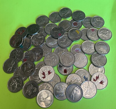 Huge Lot Of 50 Canadian Commemorative Quarters. 1967-2017. 1 Silver ...
