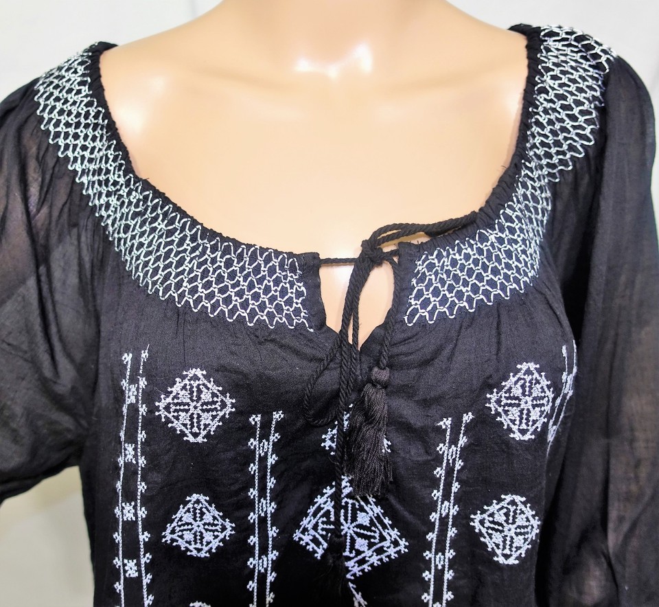 Unique Spectrum Women Plus Size 1x 2x Black Boho Gypsy Lined Cotton ...