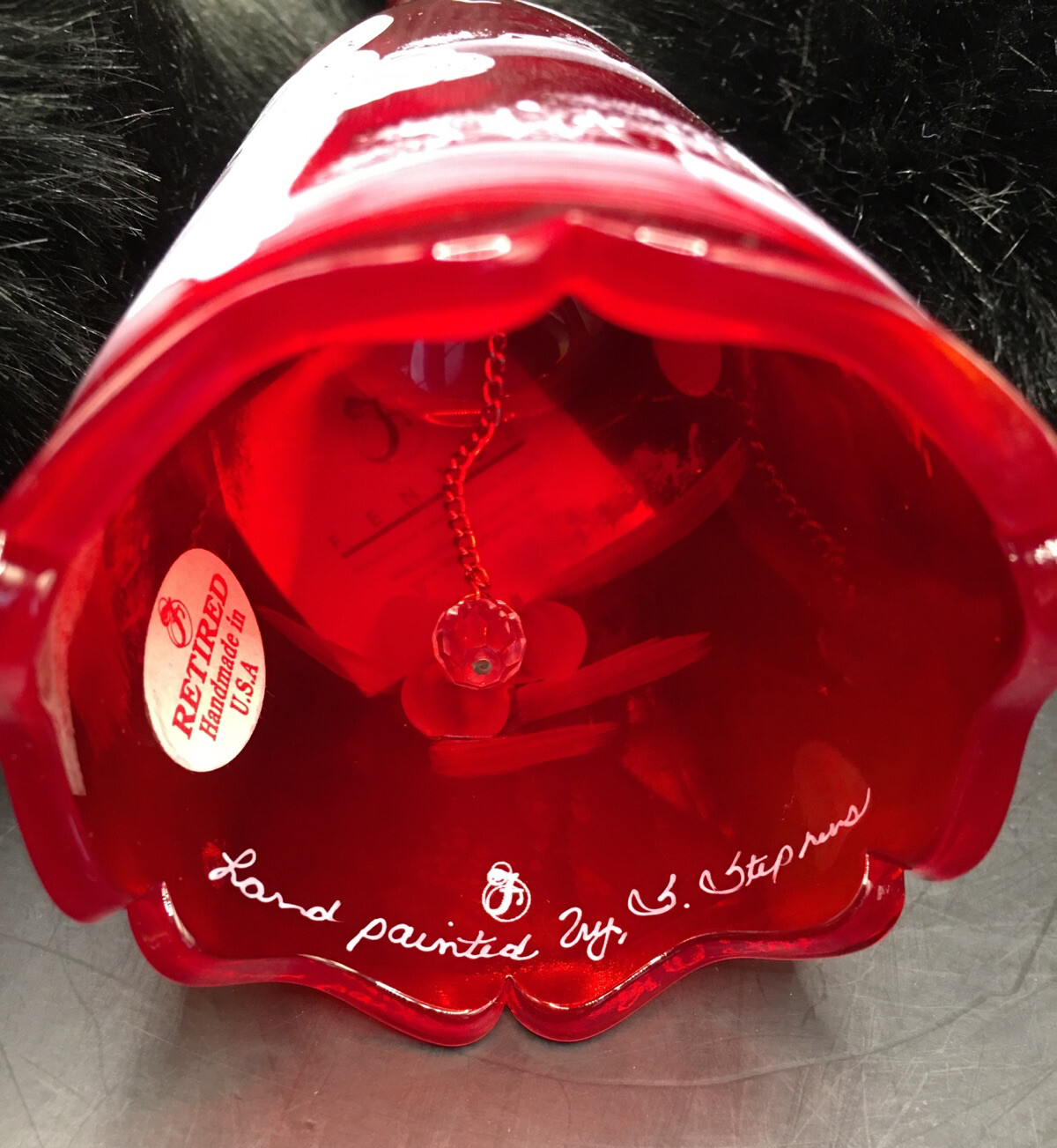 Fenton Retired Halloween / Autumn Bell Ruby Red Hand Painted Signed S ...