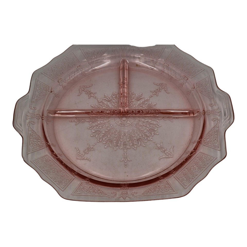 Vintage Anchor Hocking Pink Princess Divided Sandwich Glass Dinner ...