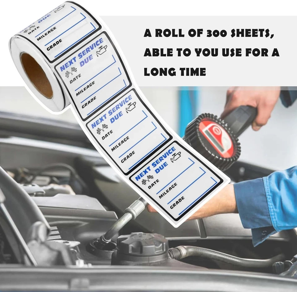 300PCS Car Oil Change Stickers 2x2 Removable Vinyl Next Service Due ...
