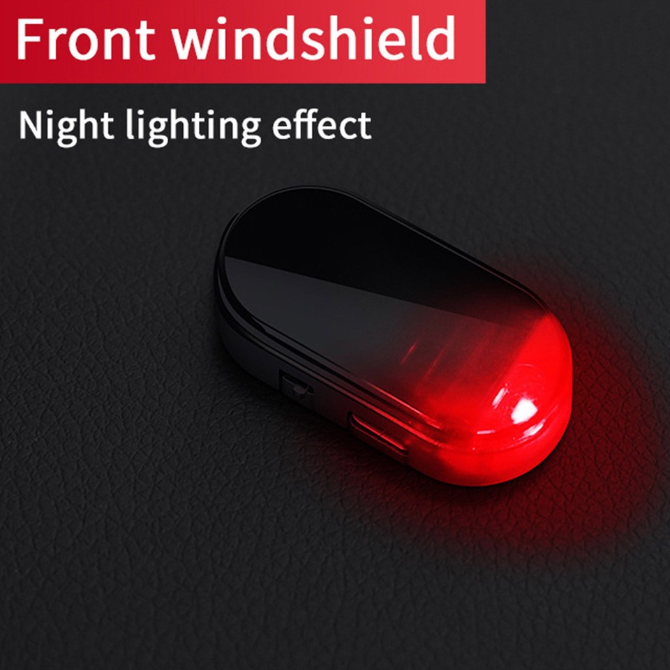 2× Car Alarm Warning Solar Flash LED Light Fake Security System Anti ...