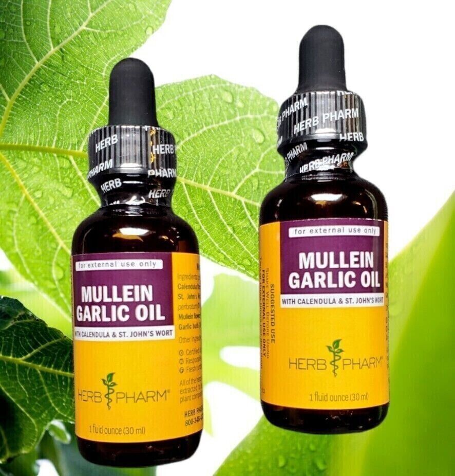 Lot of 2, Herb Pharm Mullein Garlic Ear Drop Oil, 1 oz, 2 PACK, New ...