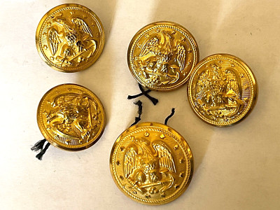 VIN~5- Waterbury-Embossed Brass Eagle NAVY Military COAT Buttons.1" & 7 ...