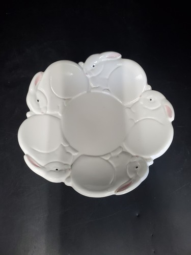 Dept 56 Easter Plate With Multiple Bunny Rabbits 3D Embossed White ...