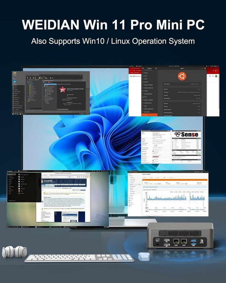 WEIDIAN Mini PC Gaming 13th Gen Core i7-1360P(12C/16T, up to 5.0GHz ...