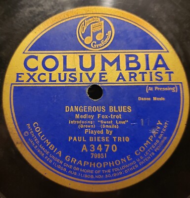 Paul Biese Trio Dangerous Blues/Canadian Capers Columbia A3470 10 ...