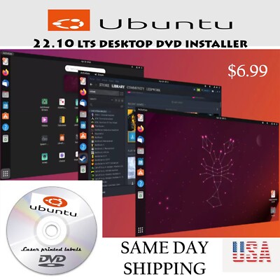 Ubuntu 22.10 LTS Installer DVD Fast Shipping low price laser printed ...