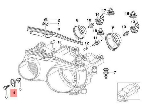 BMW E46 E63 E63N E64 E64N CABRIO BRACKET HEADLIGHT 63126918594 NO DUTY ...