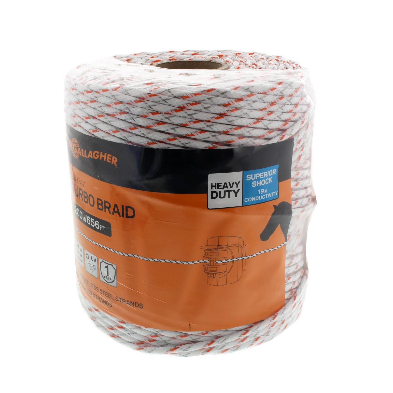 Gallagher G62174 Turbo Equi Braid 200m (656 ft) UV Stabilised Electric ...