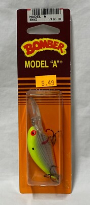 Bomber Model 6A, Clear/Chartreuse, 1/4 oz, Vintage Orange Card, Never ...
